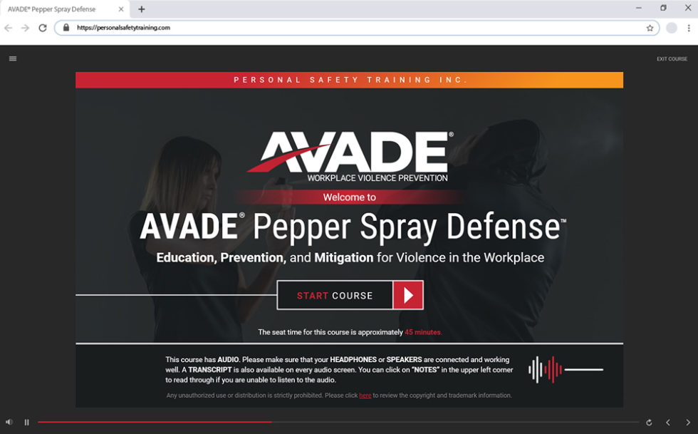 AVADE® Pepper Spray Defense™ E-Learning Course - AVADE® Workplace ...